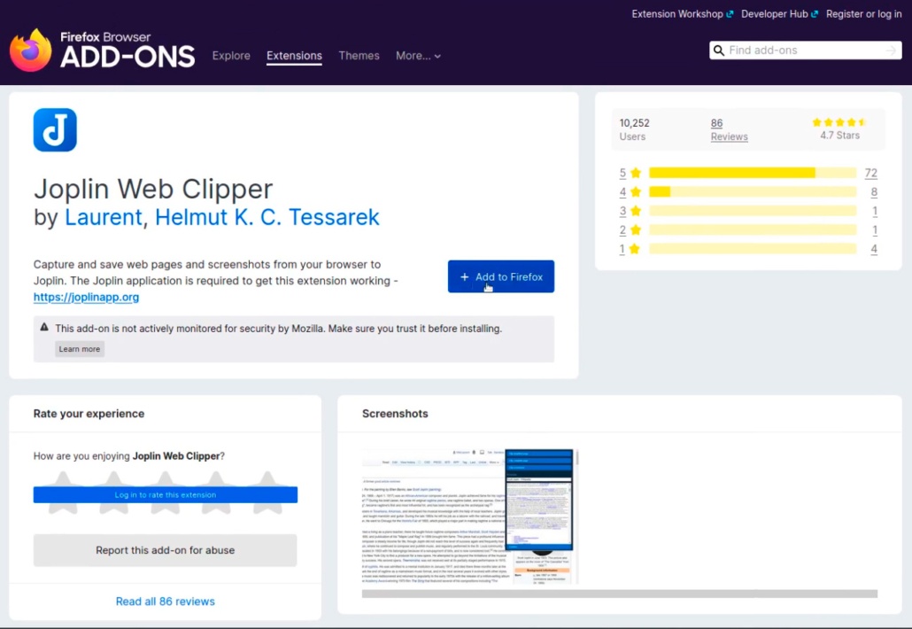 Vítamina Joplin configurando sus opciones - F O R A T